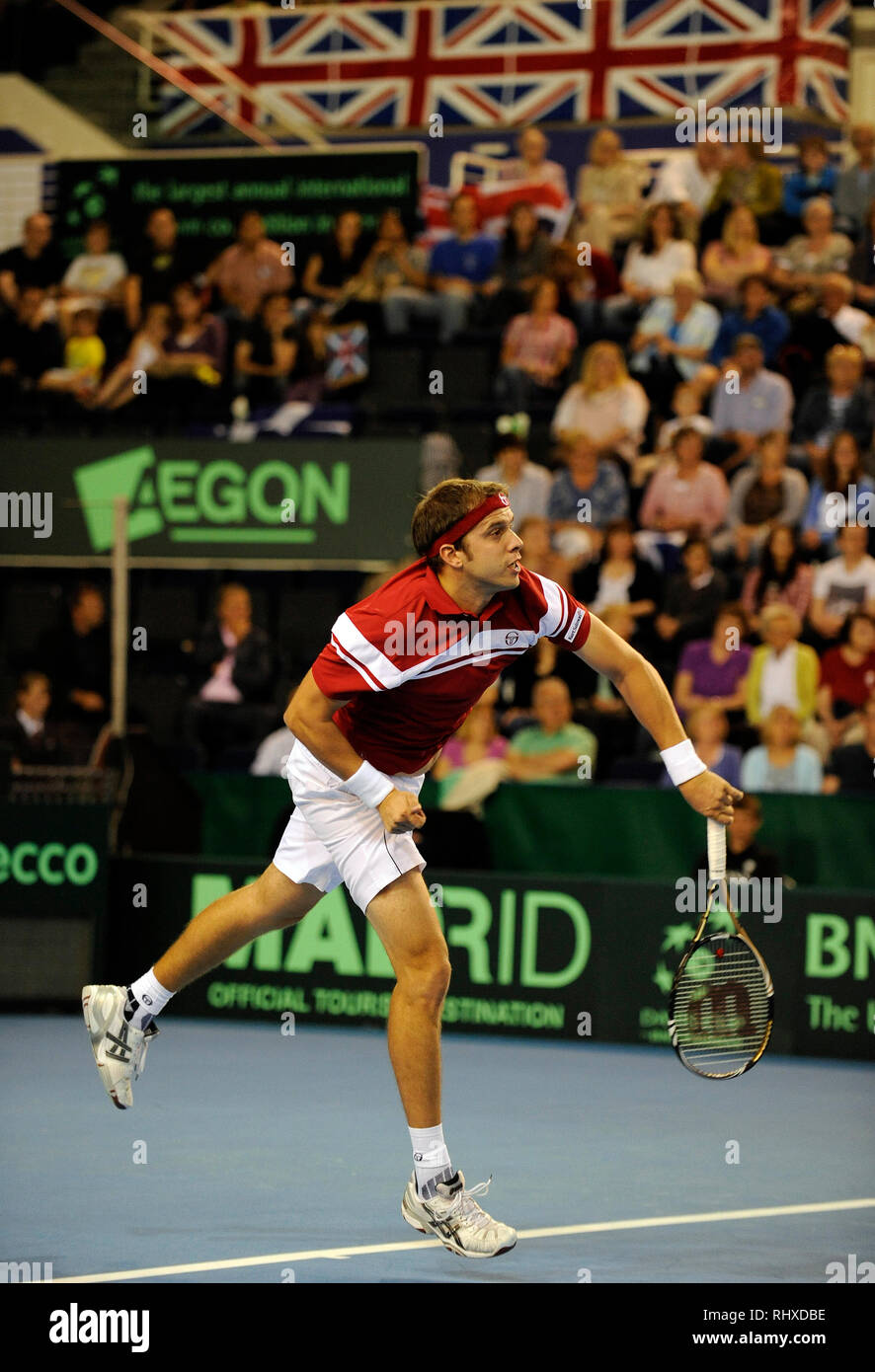 Davis Cup Tennis at Braehead Arena. James Ward (GB) v Gilles Muller ...