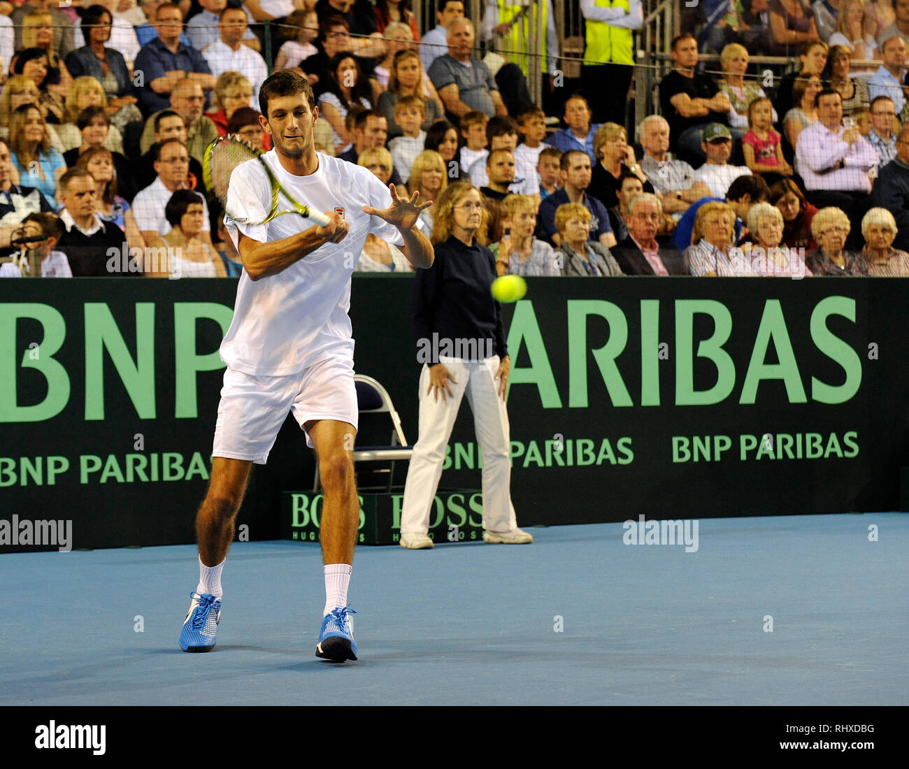 Davis Cup Tennis at Braehead Arena. James Ward (GB) v Gilles Muller ...