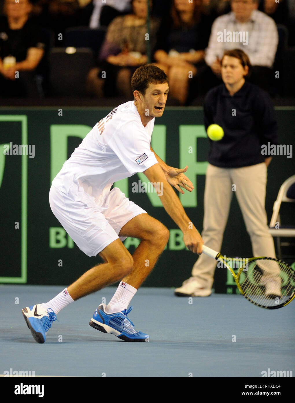 Davis Cup Tennis at Braehead Arena. James Ward (GB) v Gilles Muller ...