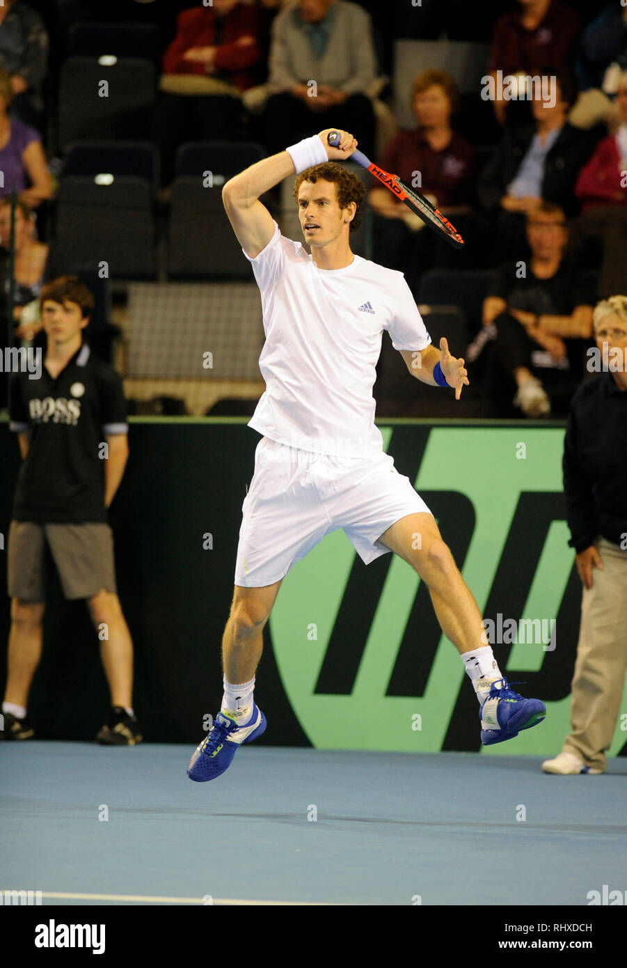 Davis Cup Tennis at Braehead Arena. Andy Murray (GB) v Laurent Bram ...