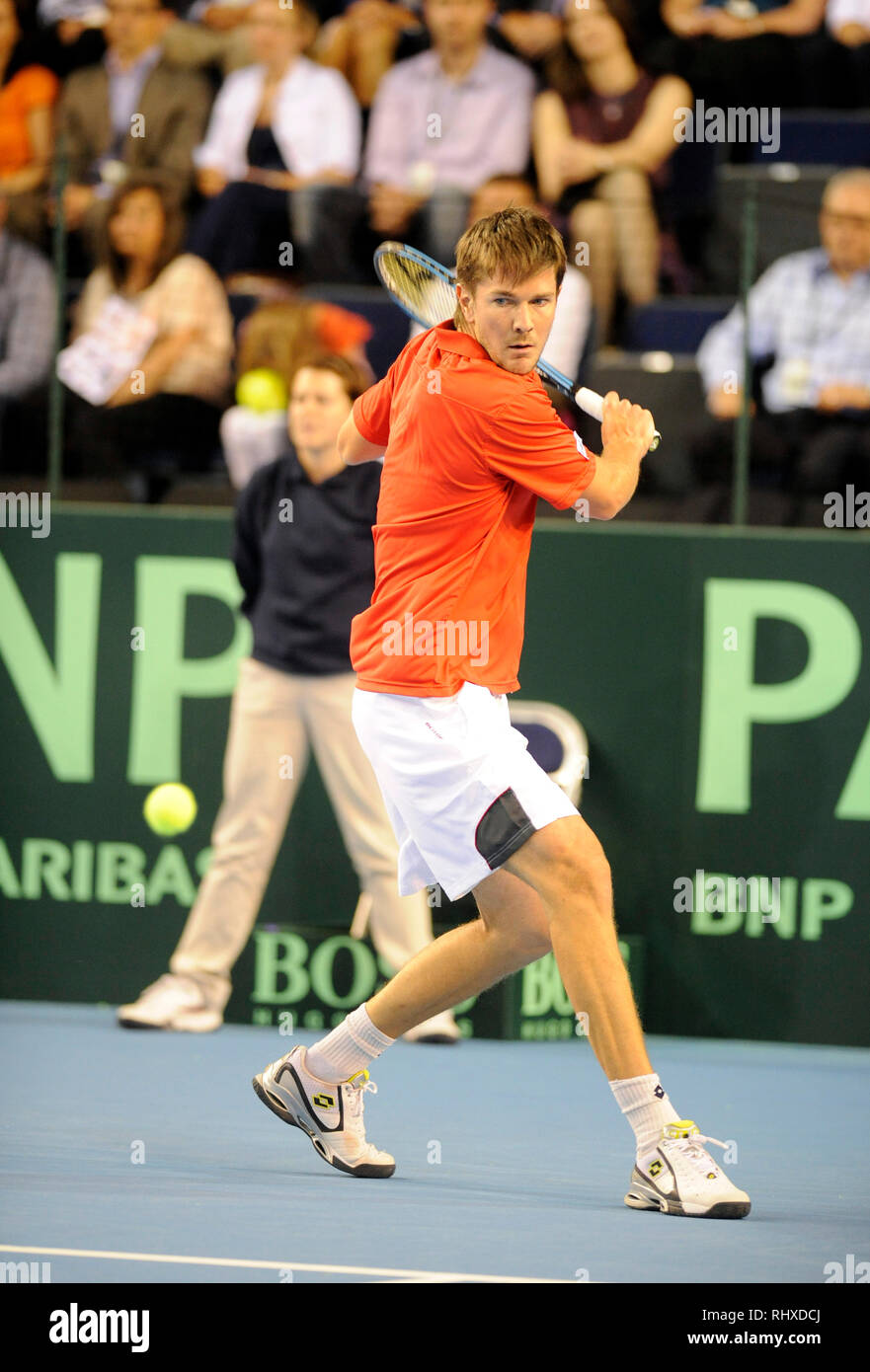 Davis Cup Tennis at Braehead Arena. Andy Murray (GB) v Laurent Bram ...