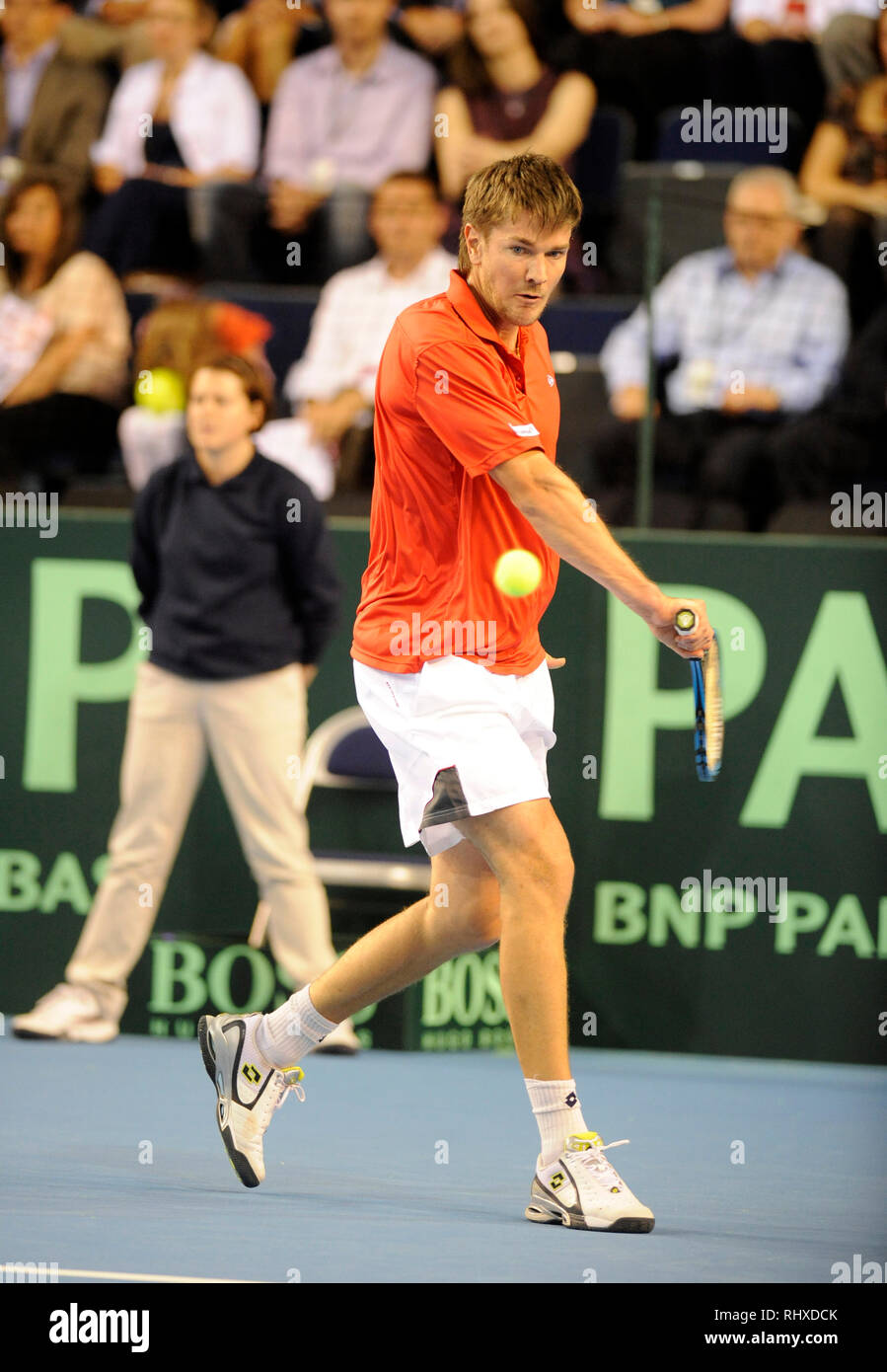 Davis Cup Tennis at Braehead Arena. Andy Murray (GB) v Laurent Bram ...