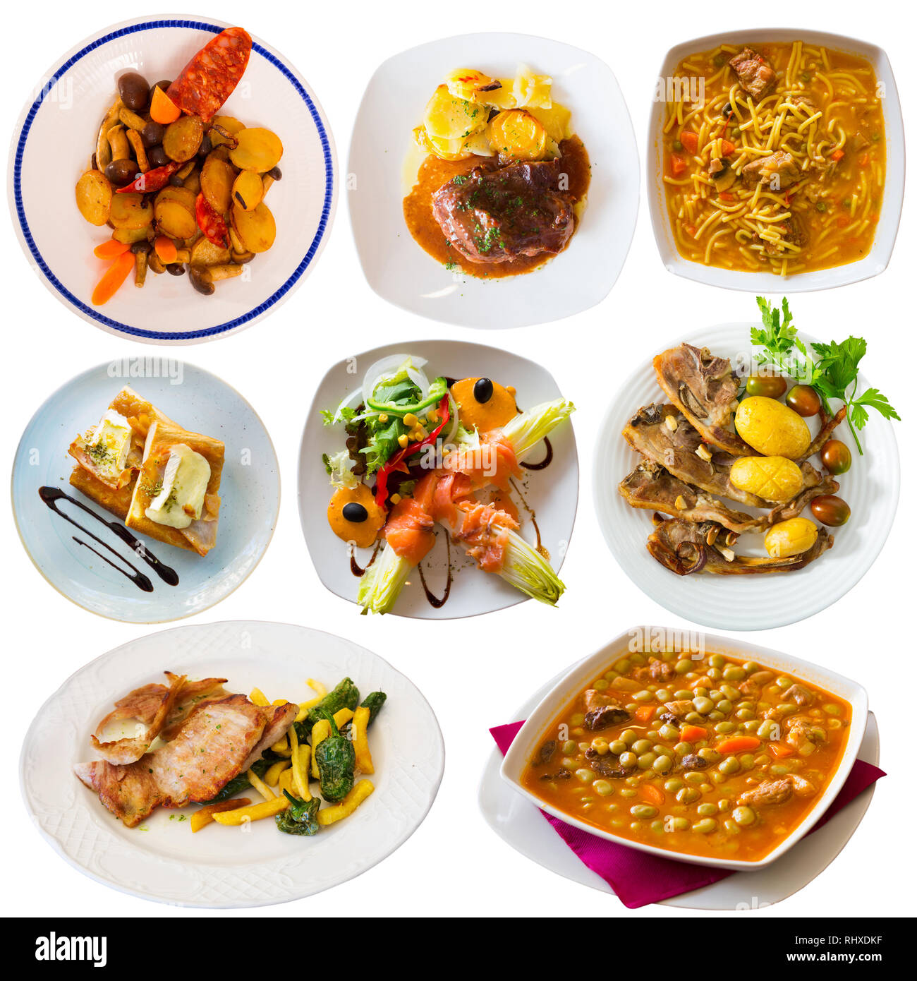 Set of dishes of Catalan cuisine isolated on white background Stock ...
