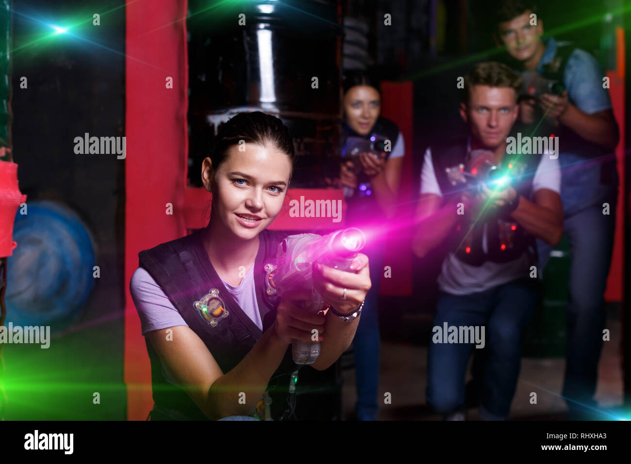 Lucky girl with laser guns took aim and having fun with friends during ...