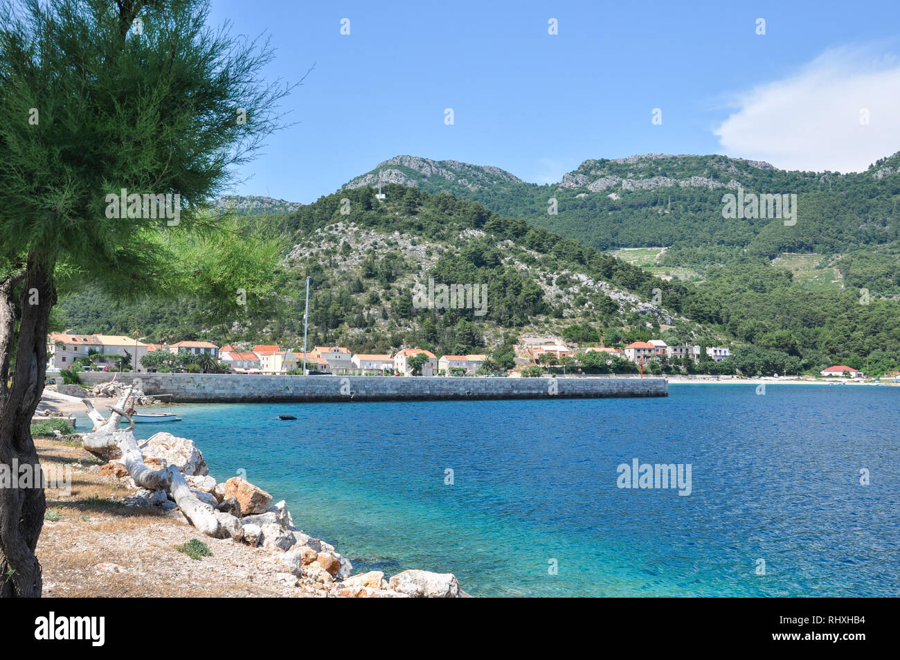 The small coastal resort of Trstenik on the Peljesac peninsula, Croatia ...