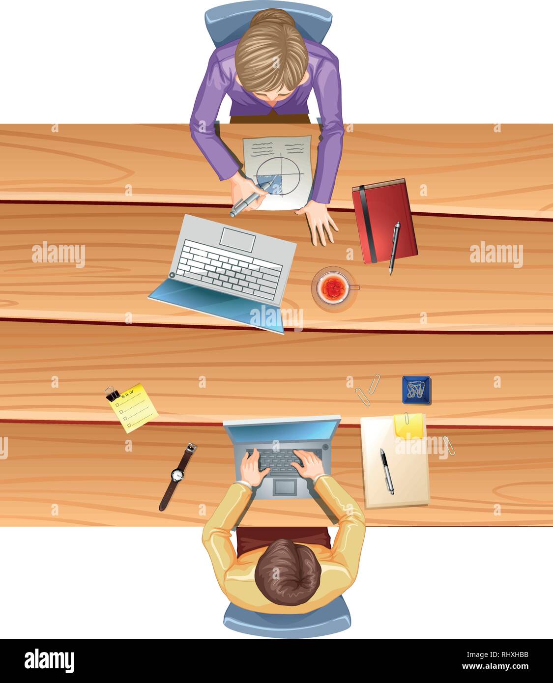 Top view of working table illustration Stock Vector Image & Art - Alamy