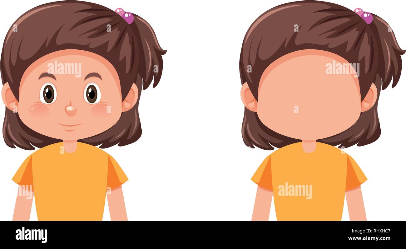 Set Of Brunette Girl Character Illustration Stock Vector Image And Art