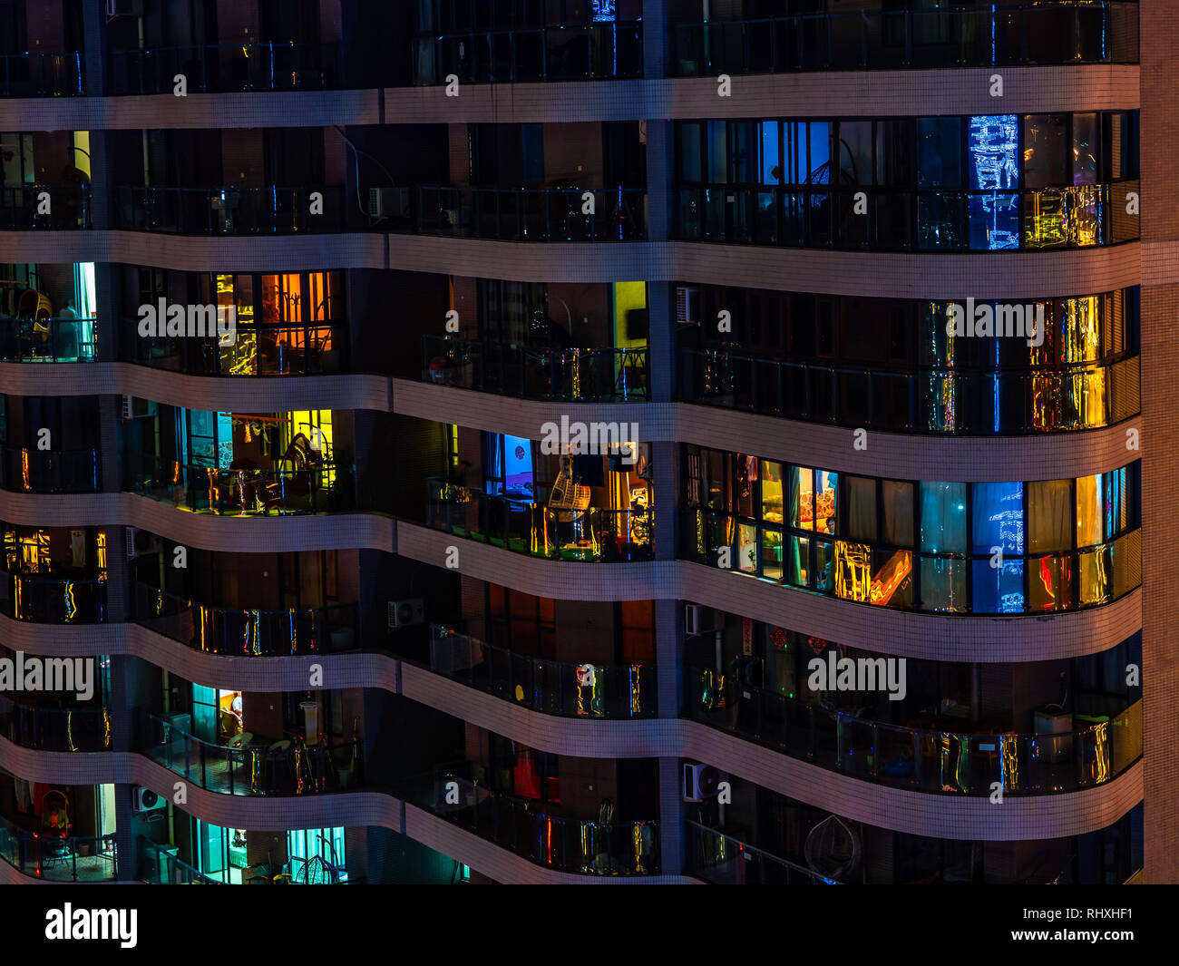 Night lighted building Stock Photo - Alamy