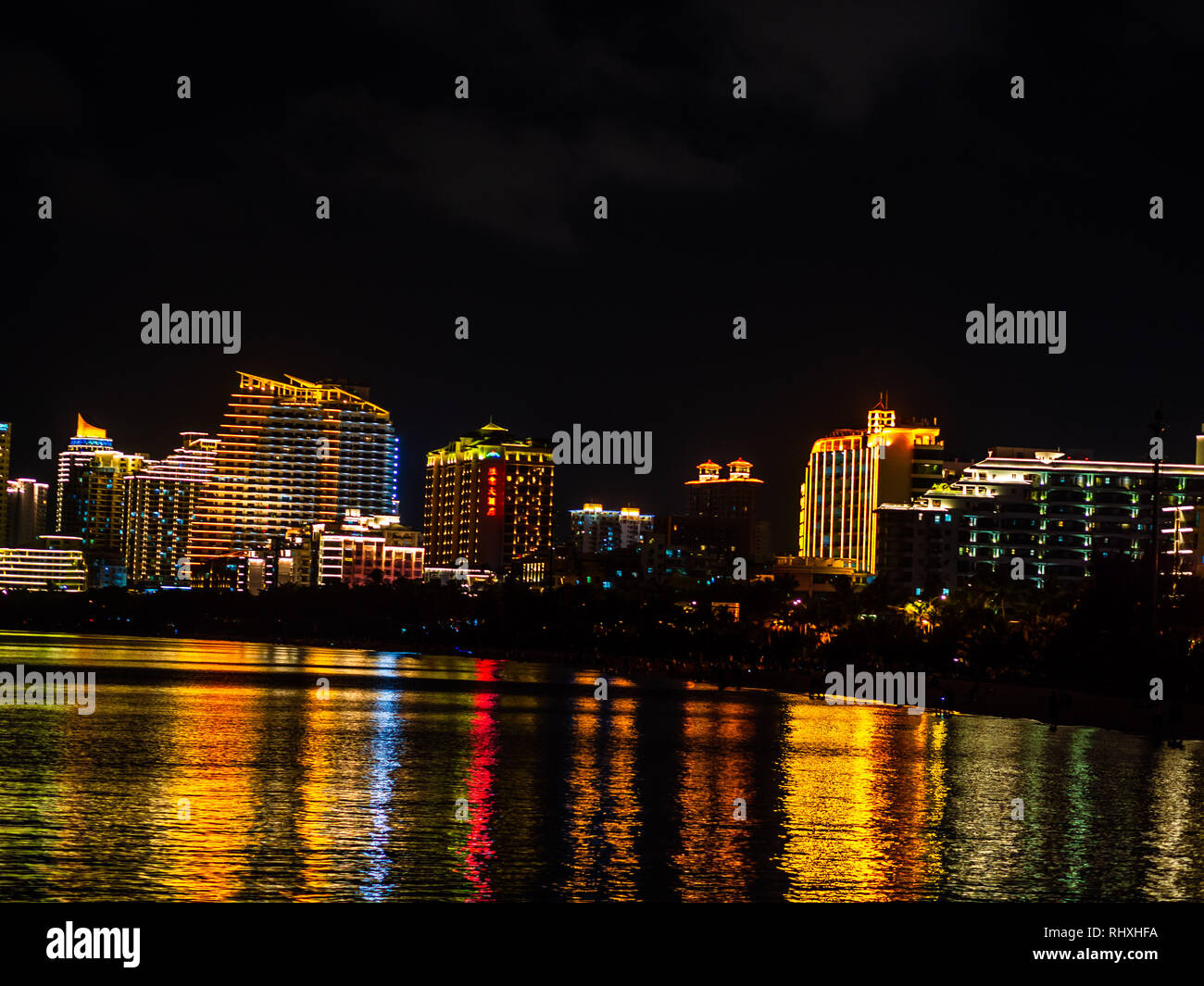 Night City Reflection Stock Photo - Alamy