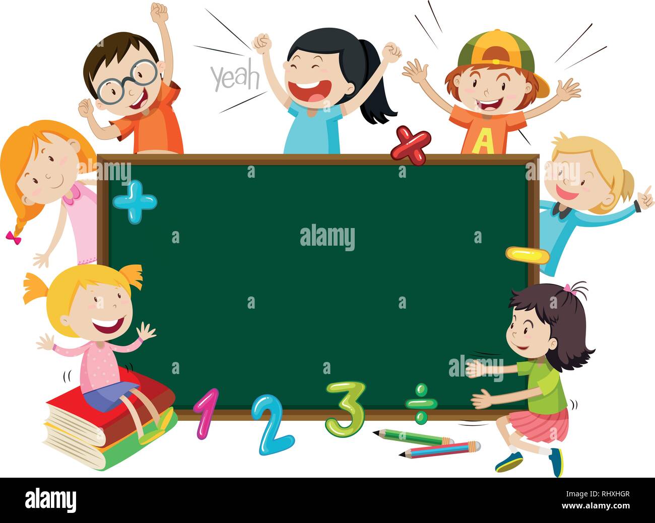 Girl blackboard math Stock Vector Images - Alamy