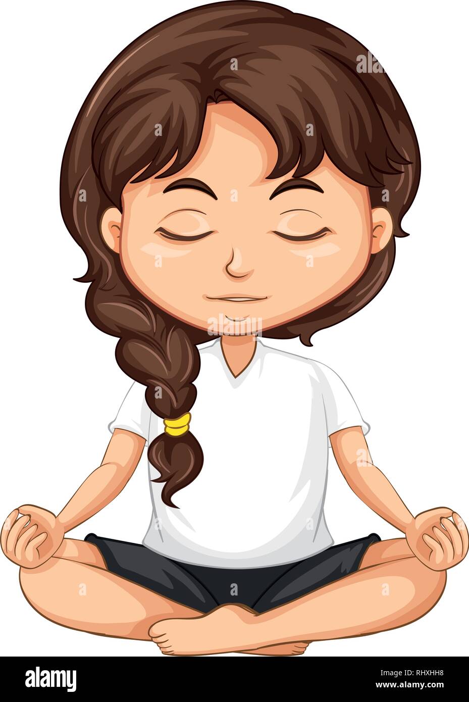 A girl meditation on white background illustration Stock Vector Image ...