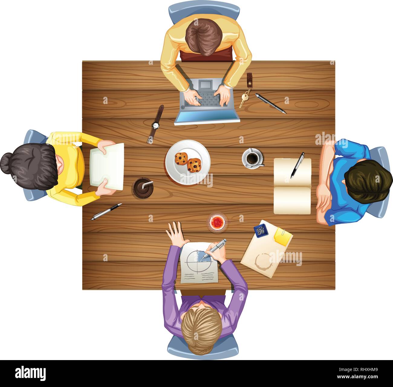 Top view of working table illustration Stock Vector Image & Art - Alamy