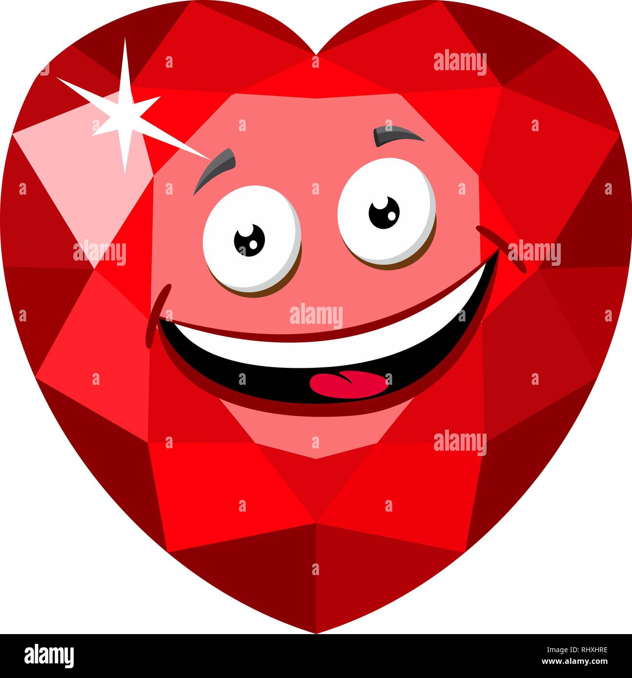 Ruby or Rodolite gemstone Funny cartoon character. Ruby heart-cut ...