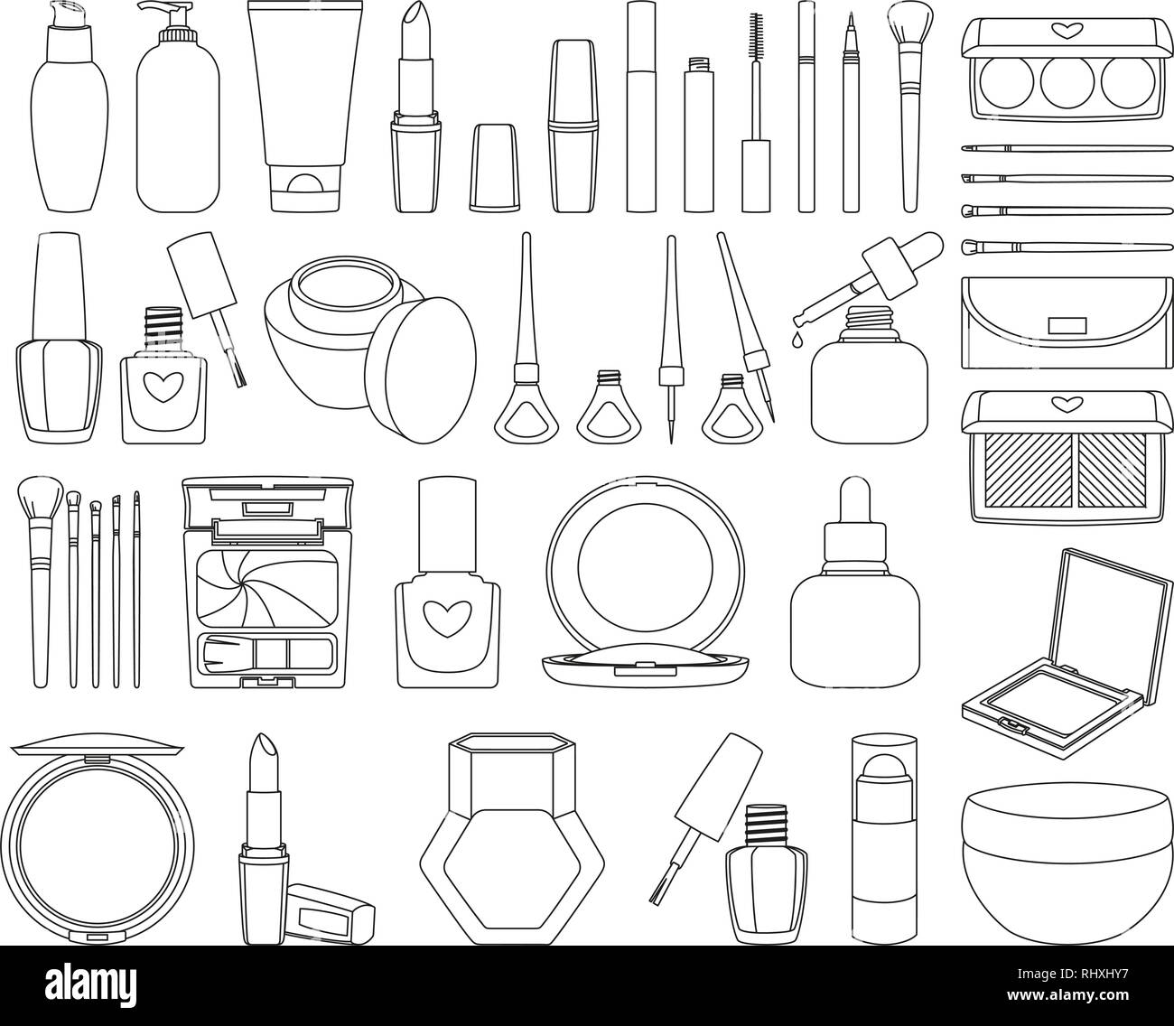 47 line art black and white cosmetic elements Stock Vector Image & Art ...