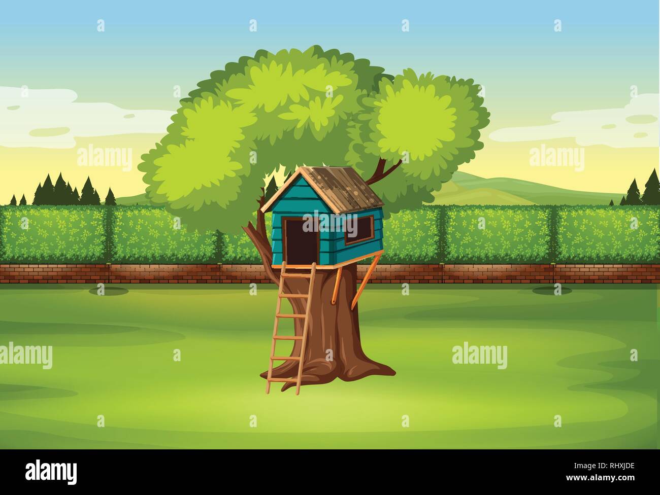 A tree house in nature illustration Stock Vector Image & Art - Alamy
