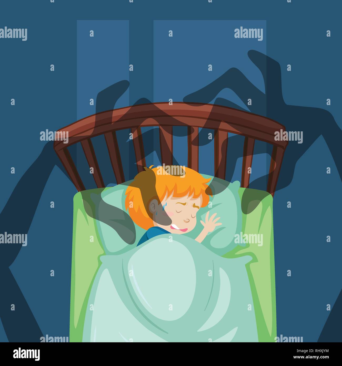Boy bed nightmare Stock Vector Images - Alamy