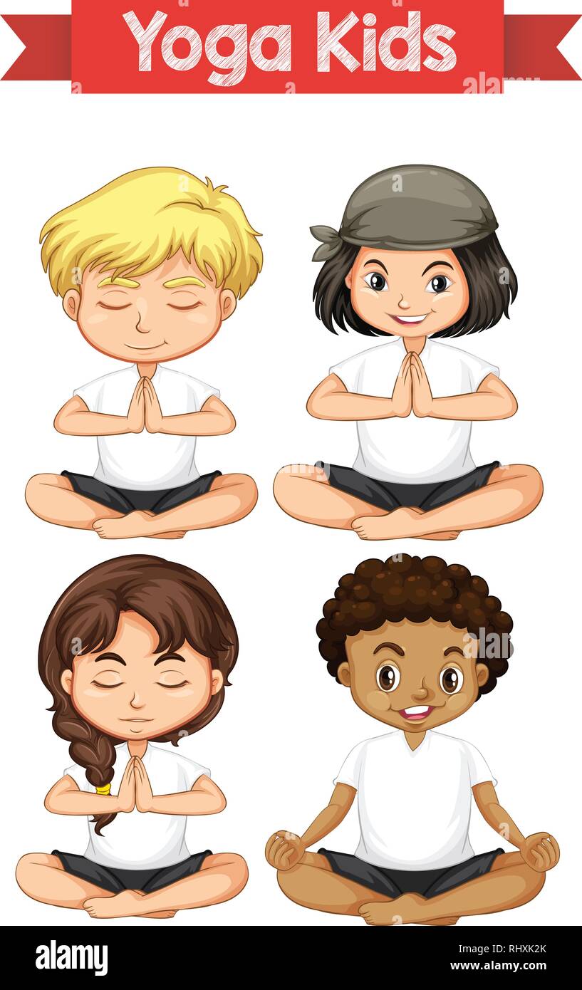 Set of yoga kids illustration Stock Vector Image & Art - Alamy