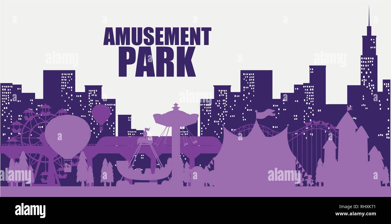 A silhouette amusement park template illustration Stock Vector Image ...
