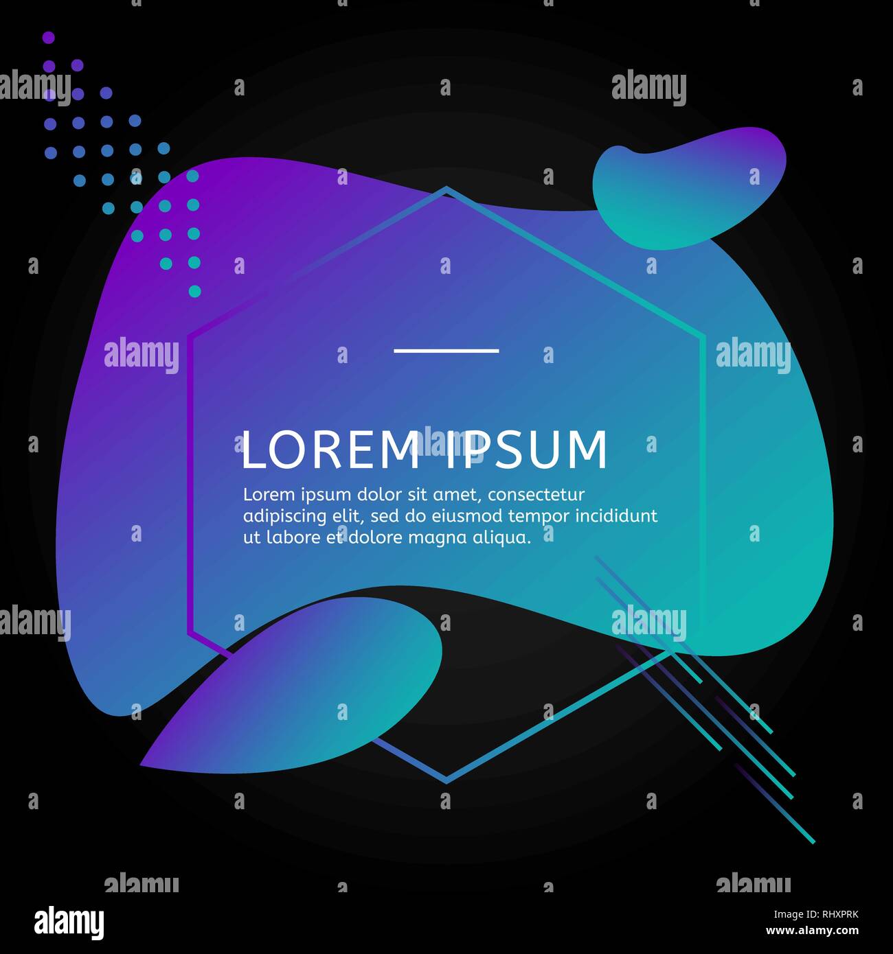 Neon elements with sea blue gradient. Black trend design template Stock ...
