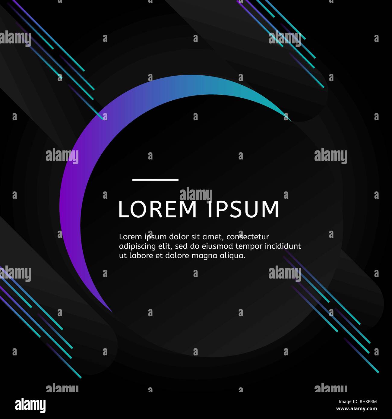 Neon elements with sea blue gradient. Black trend design template Stock ...