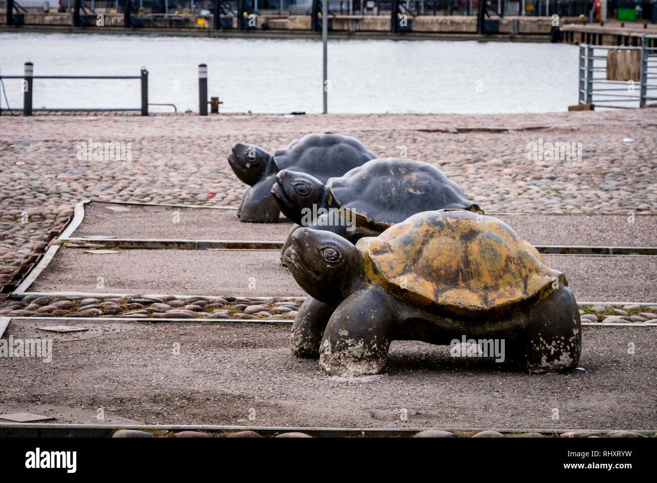turtle statues in harbour of Helsinki Stock Photo - Alamy