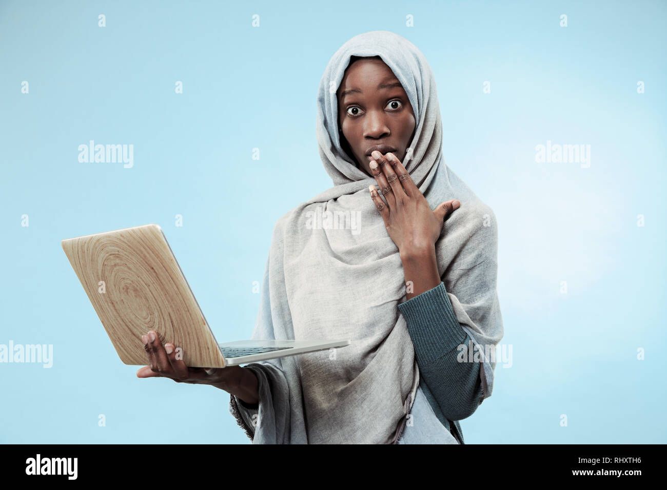 Portrait Of Female University Student Working on laptop. The beautiful ...