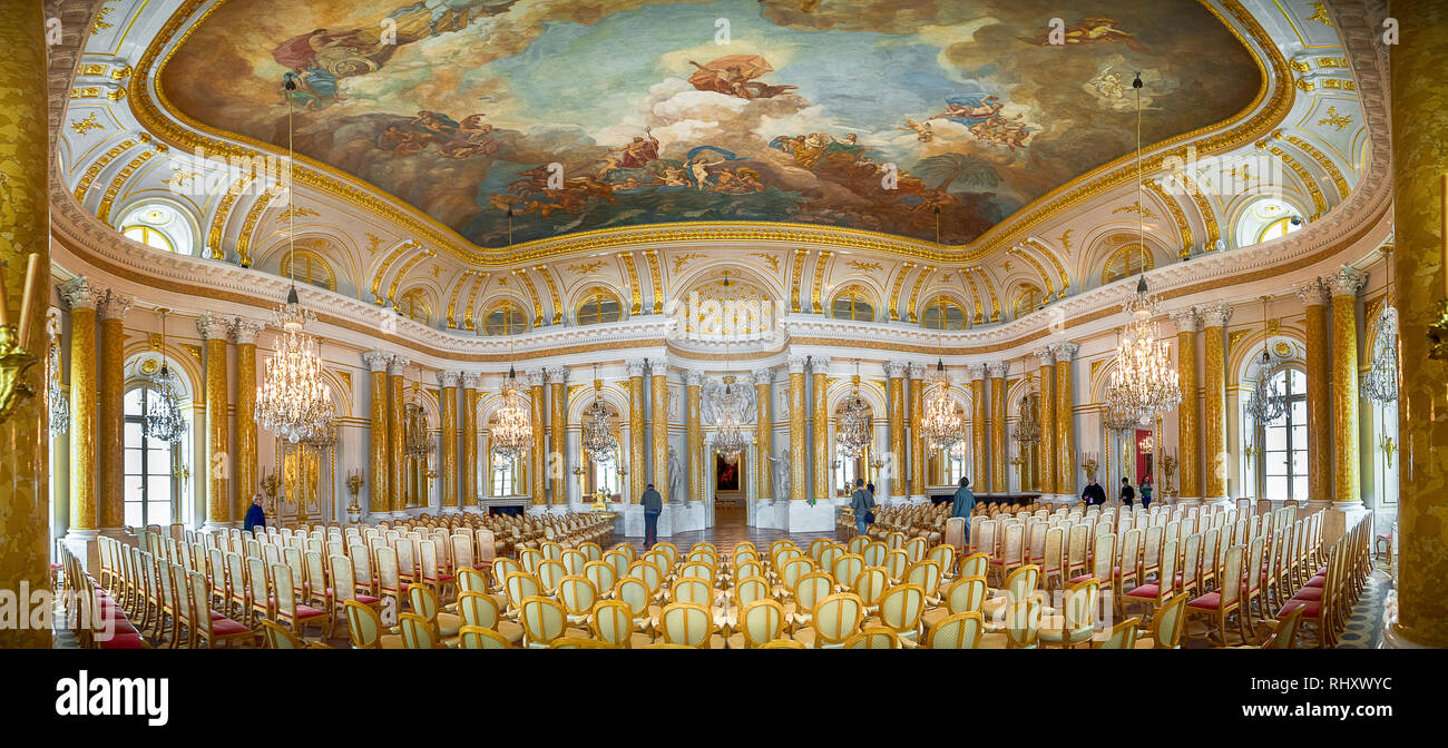Warsaw Palace. Inside interior of Royal Castle. The palace is a ...