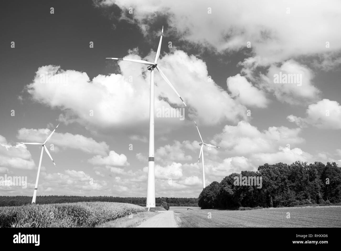 Eco power, green technology concept. Wind farm in Lower Saxony, Germany ...