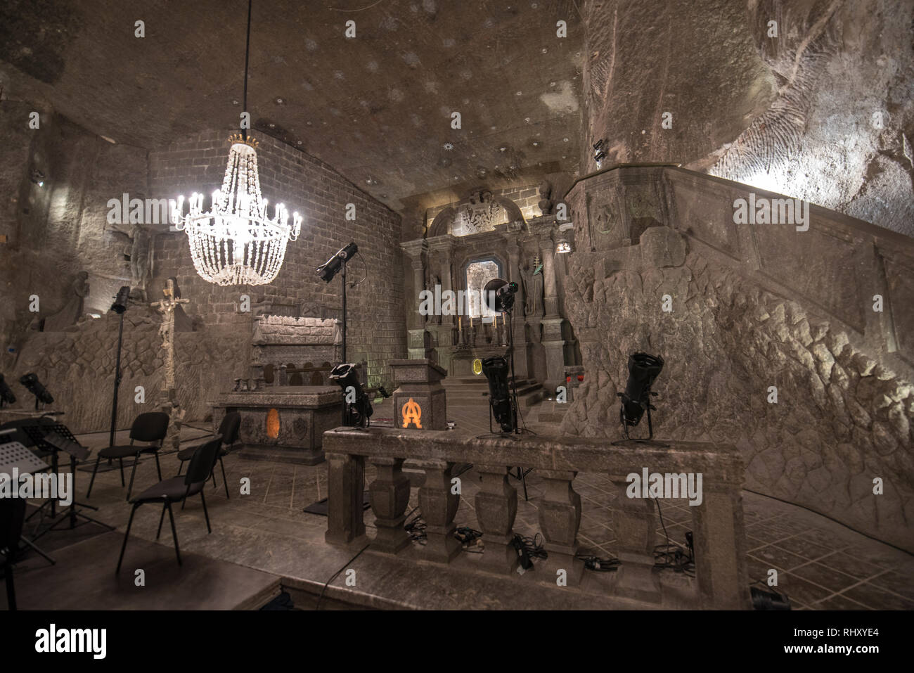 Interior of St Kinga Chamber in the Wieliczka Salt Mine Museum - one of ...