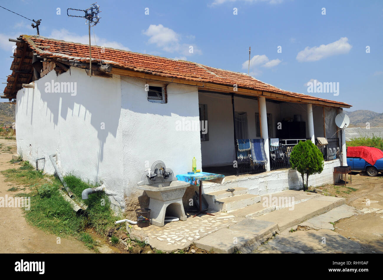 Poor people's houses on the outskirts of Prilep town in Macedonia Stock ...