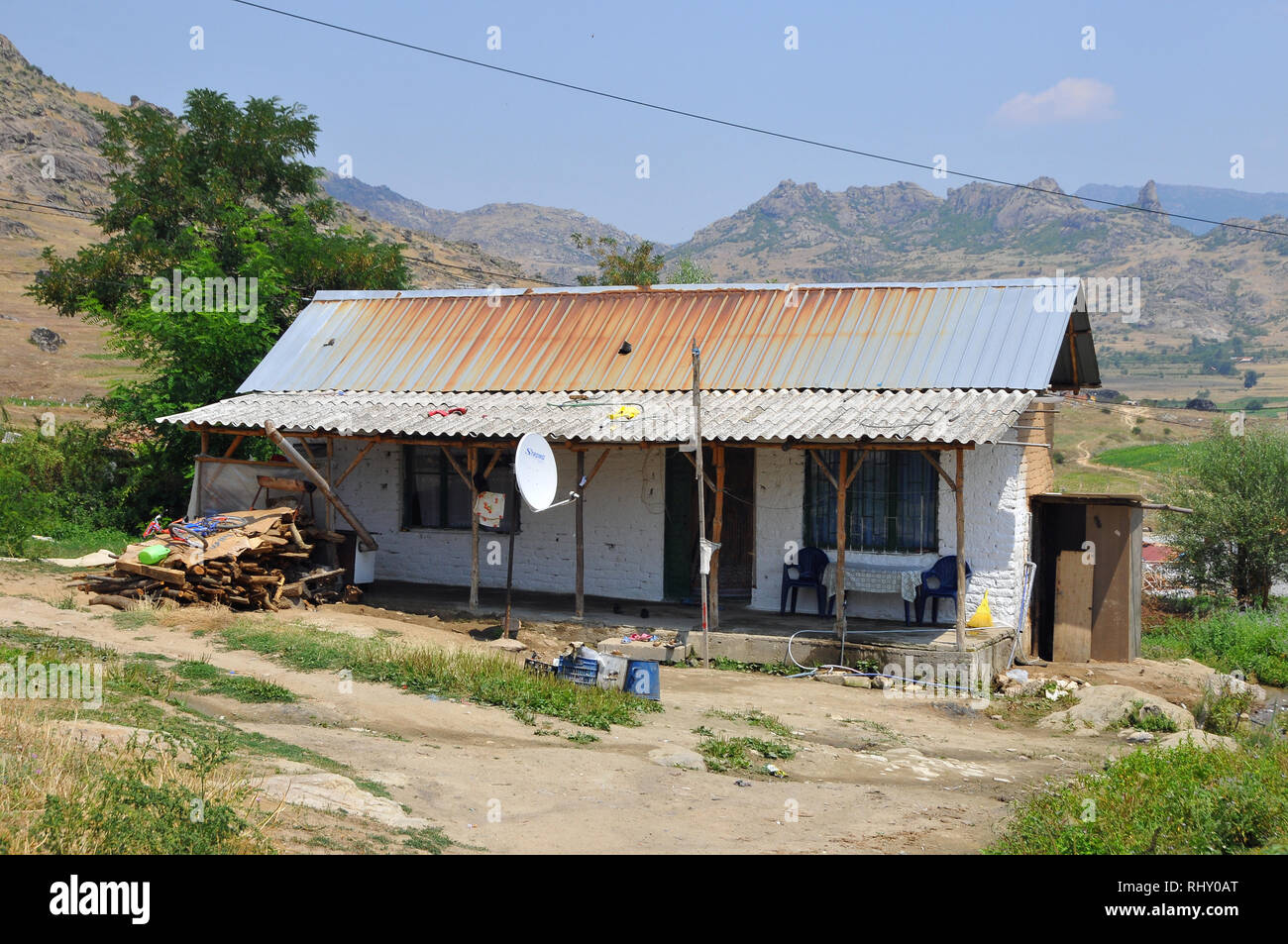 Poor people's houses on the outskirts of Prilep town in Macedonia Stock ...