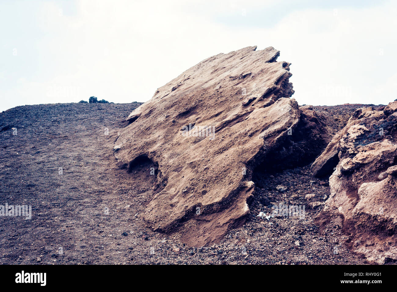 Lava on Mount Etna, active volcano on the east coast of Sicily, Italy ...