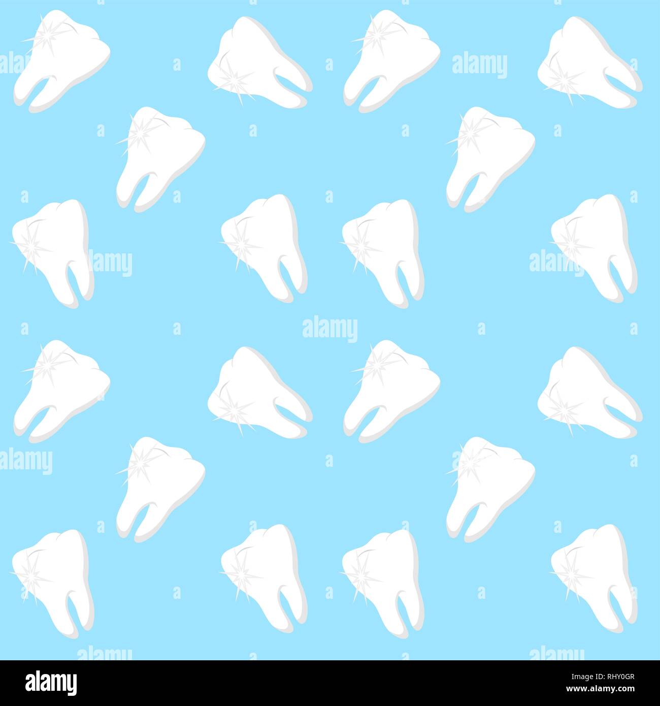 White teeth on blue background. Vector dental seamless pattern. Vector ...