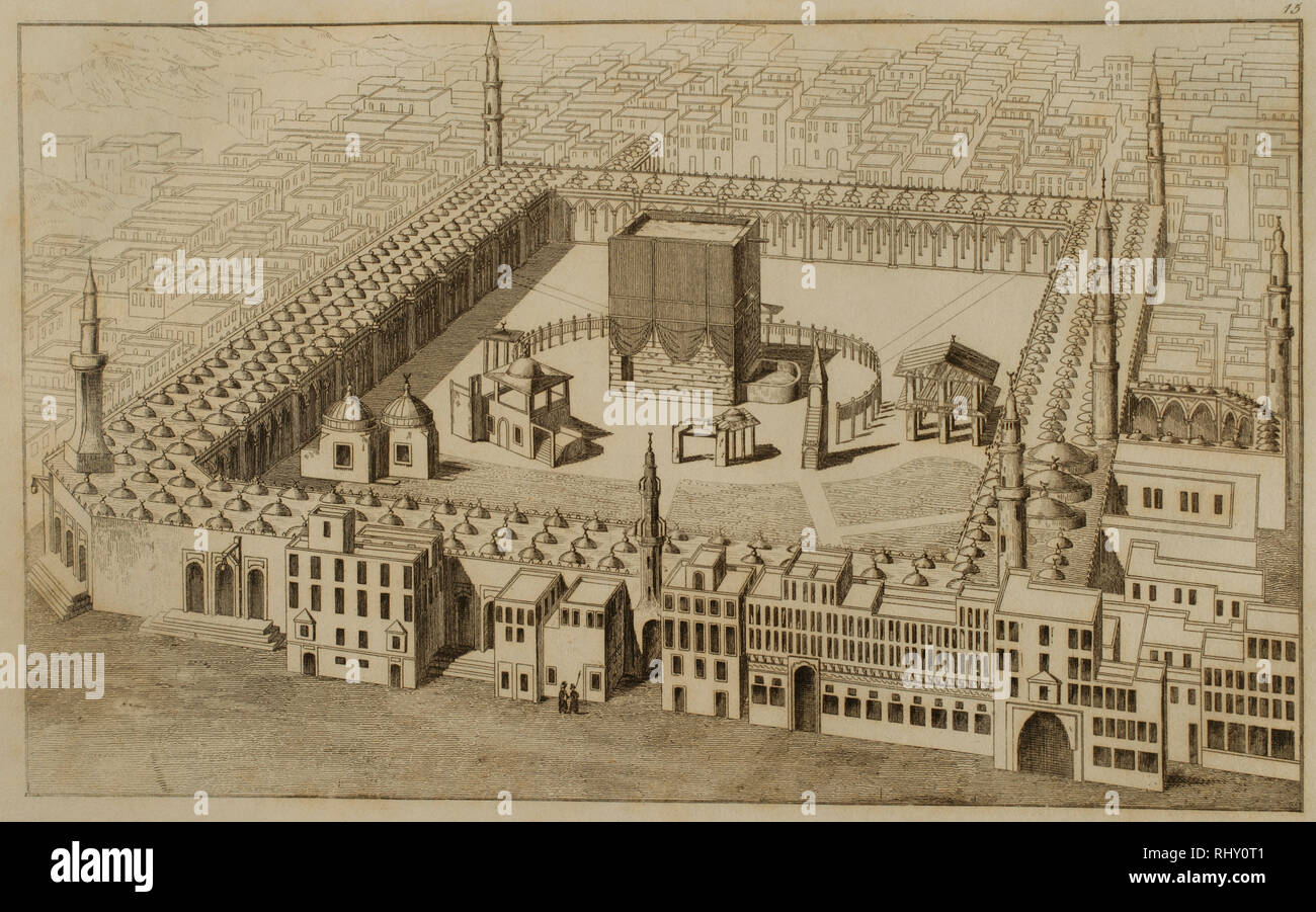 Great Mosque of Mecca. Engraving. Panorama Universal. History of Arabia ...