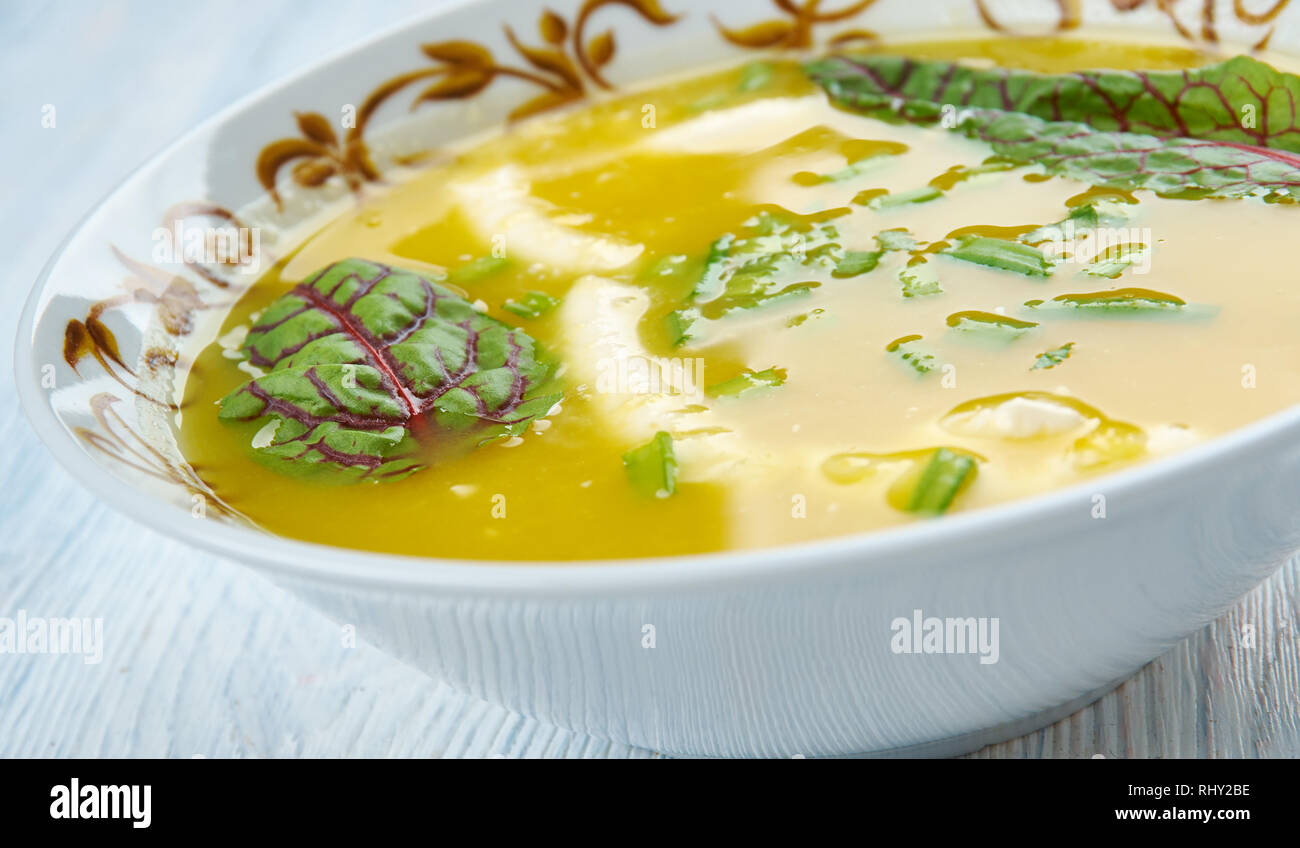 Dahi Shorba - Punjabi tangy vegetable soup. made by quick tadka of ...