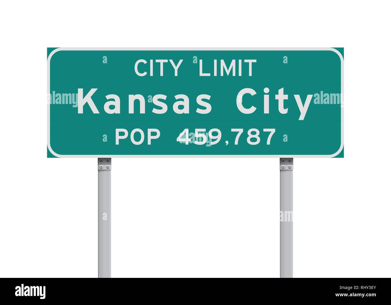 Vector illustration of the Kansas City City Limit green road sign Stock ...
