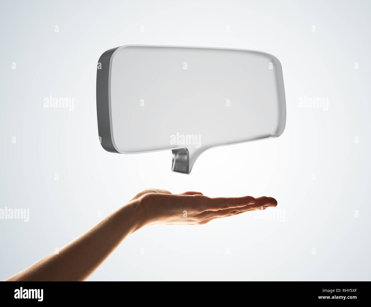 Concept of communication by glass empty chat icon on gray background ...