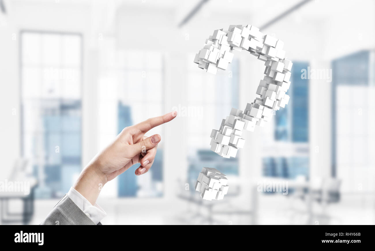 Concept of doubt or feedback with question mark. Mixed media Stock ...