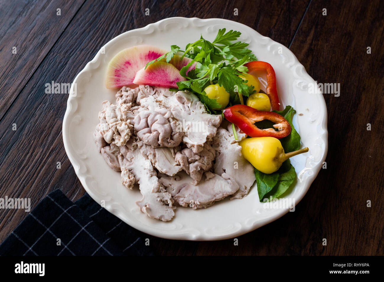 Turkish Offal Food Lamb Brain with Salad / Beyin Sogus served with ...