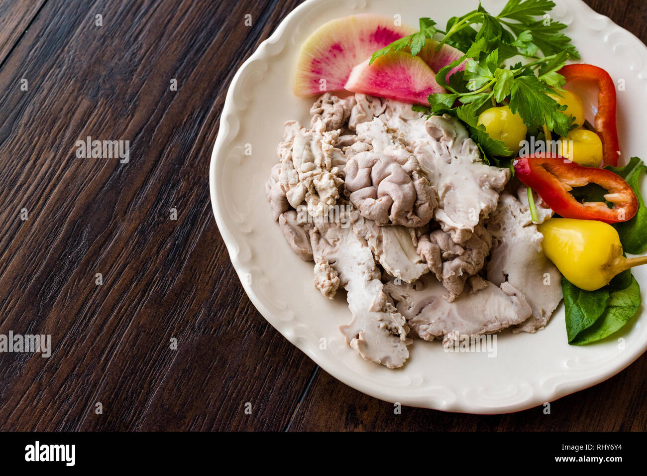 Turkish Offal Food Lamb Brain with Salad / Beyin Sogus served with ...