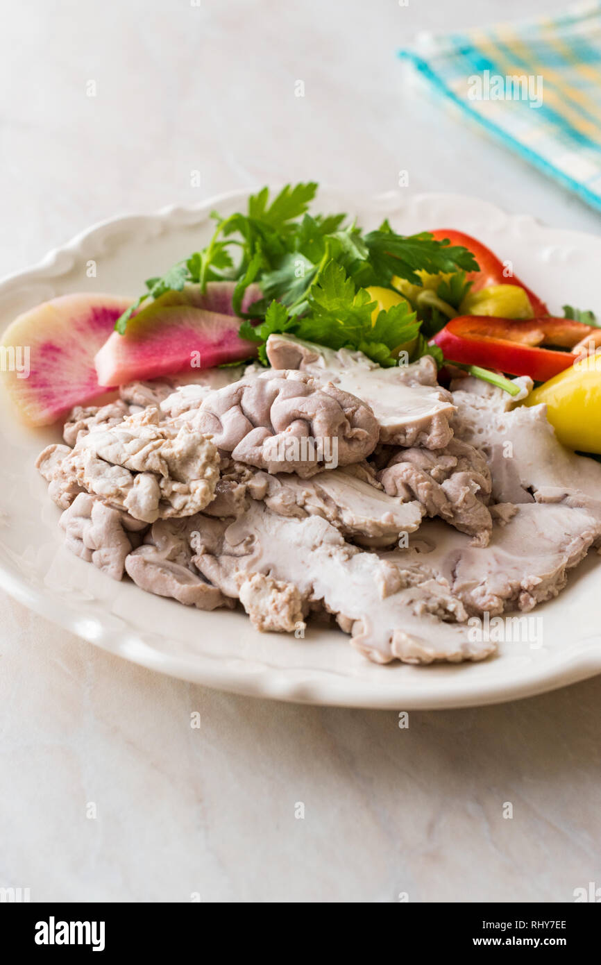 Turkish Offal Food Lamb Brain with Salad / Beyin Sogus served with ...