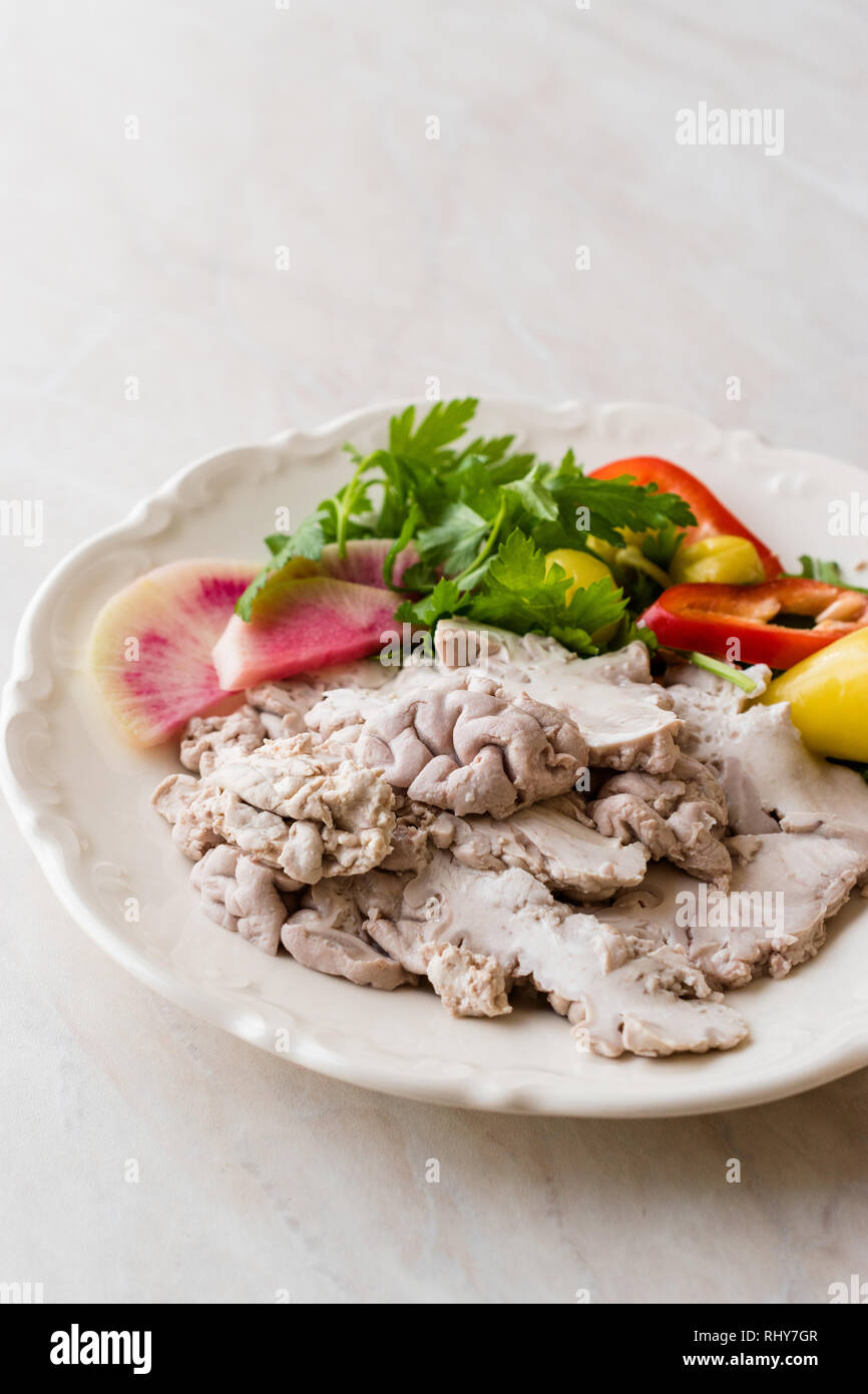 Turkish Offal Food Lamb Brain with Salad / Beyin Sogus served with ...