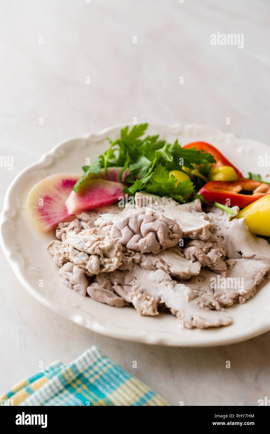 Turkish Offal Food Lamb Brain with Salad / Beyin Sogus served with ...