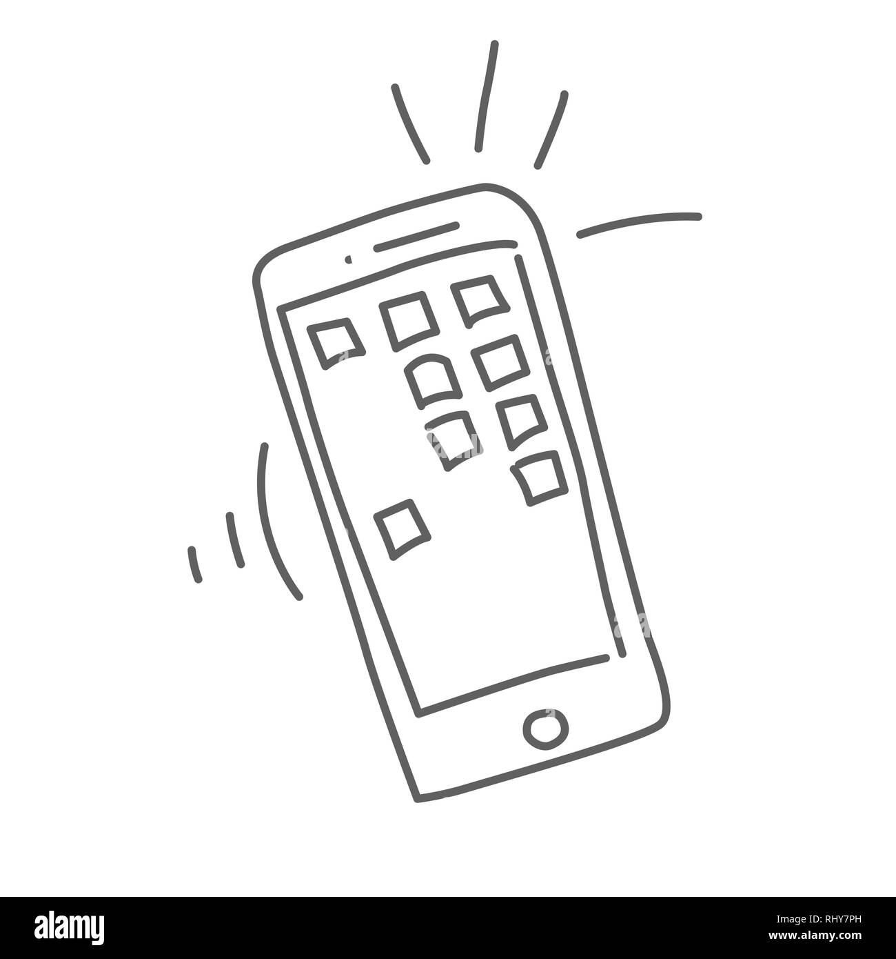 Smartphone vector doodle icon isolated on white, hand drawn sketchy ...