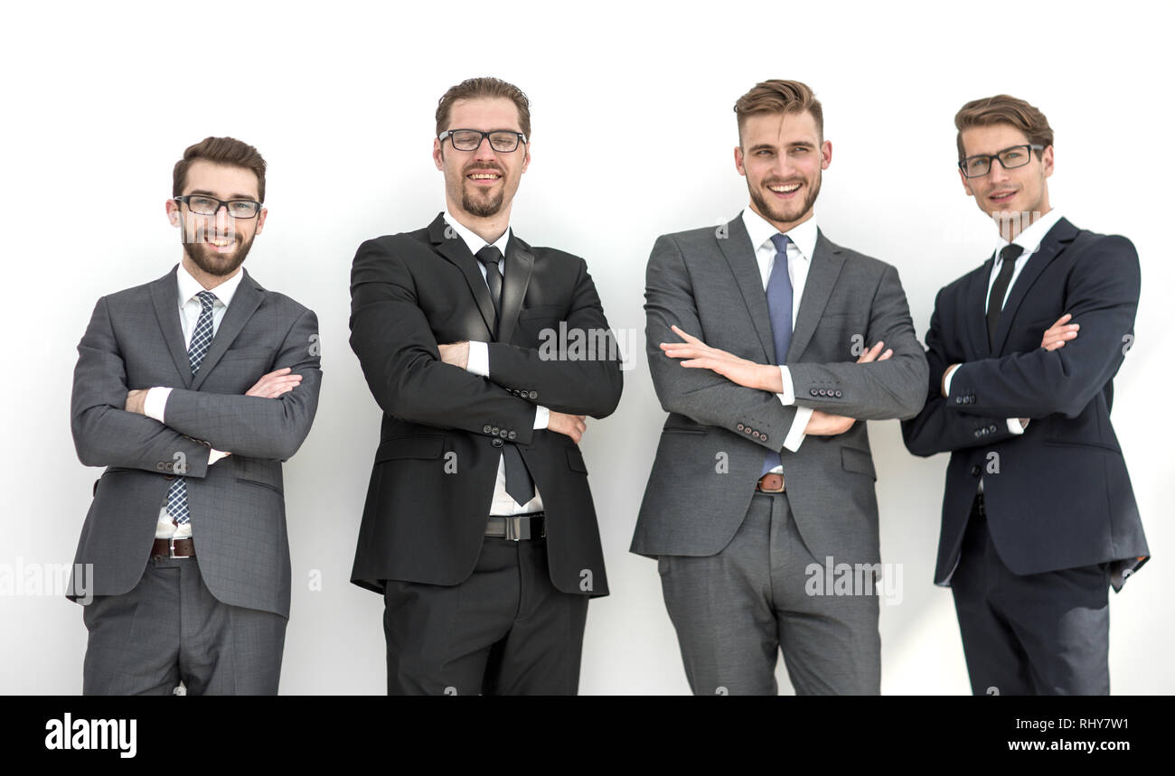 four serious business people.isolated on light Stock Photo - Alamy
