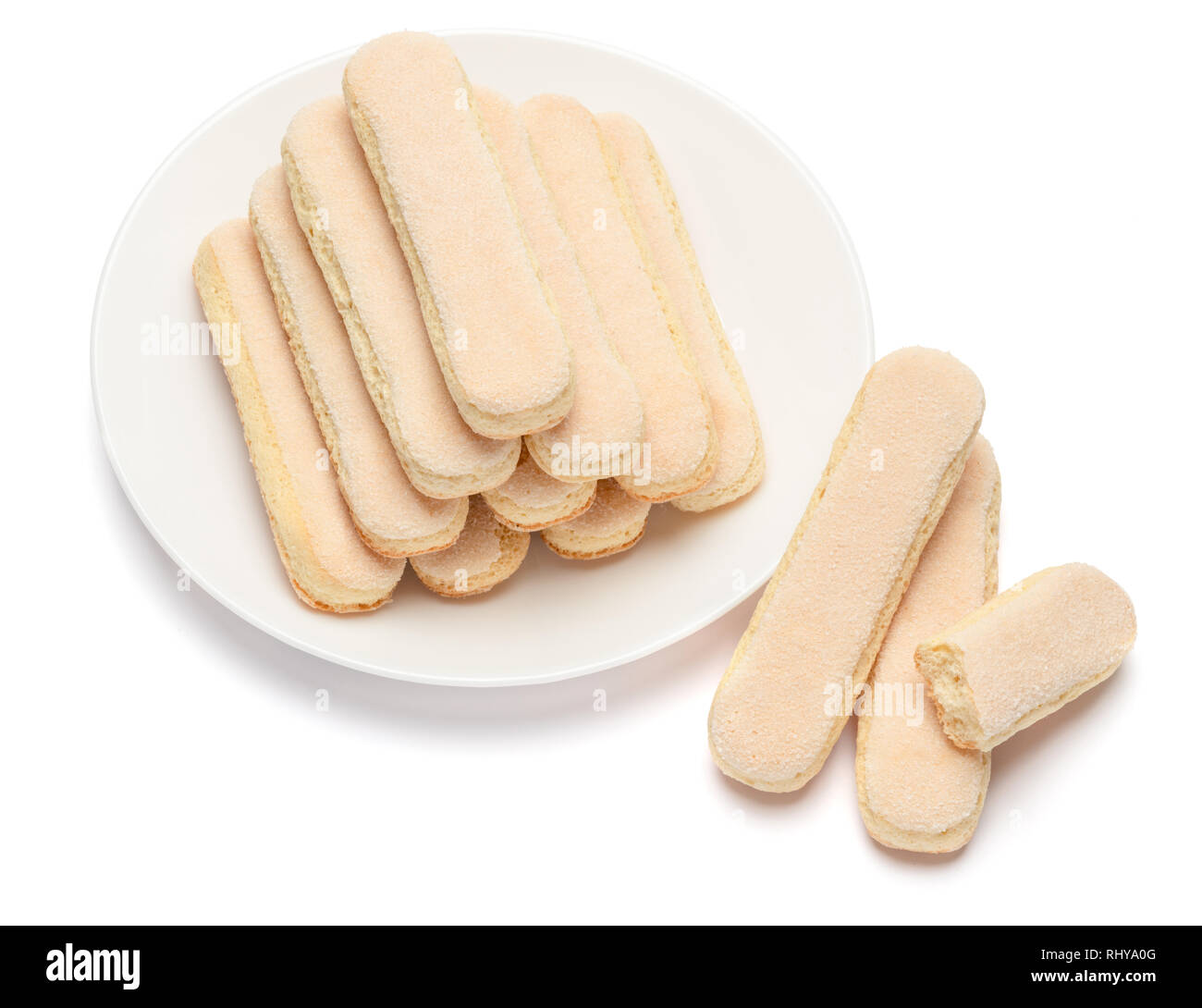Traditional Italian Savoiardi ladyfingers Biscuits on White Background ...
