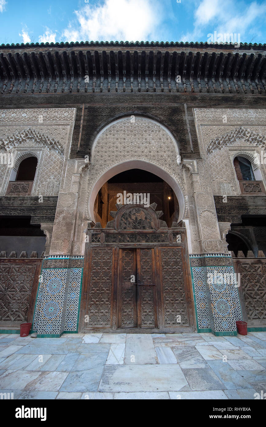 Inside interior of The Madrasa Bou Inania ( Medersa el Bouanania ) is ...