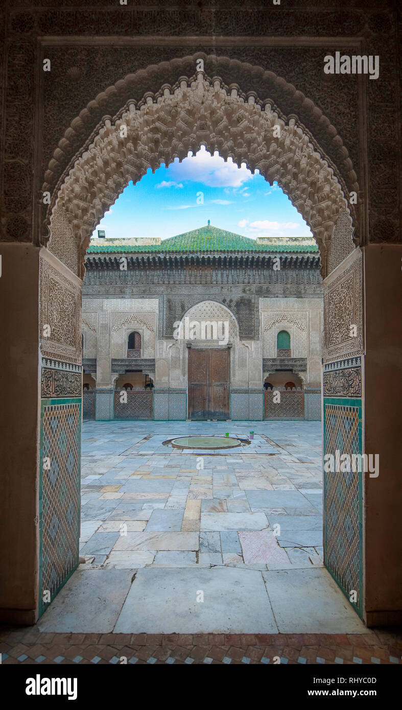 Inside interior of The Madrasa Bou Inania ( Medersa el Bouanania ) is ...