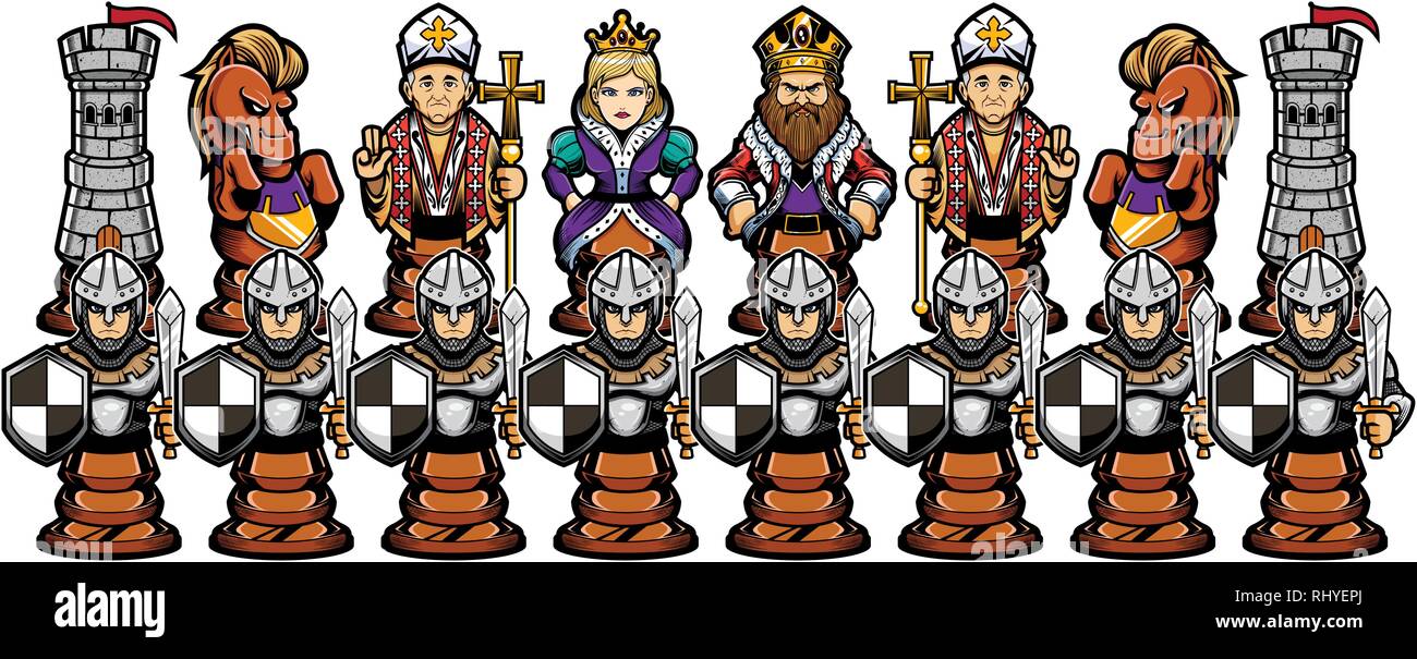 Chess Cartoon Figures Stock Vector Image & Art - Alamy