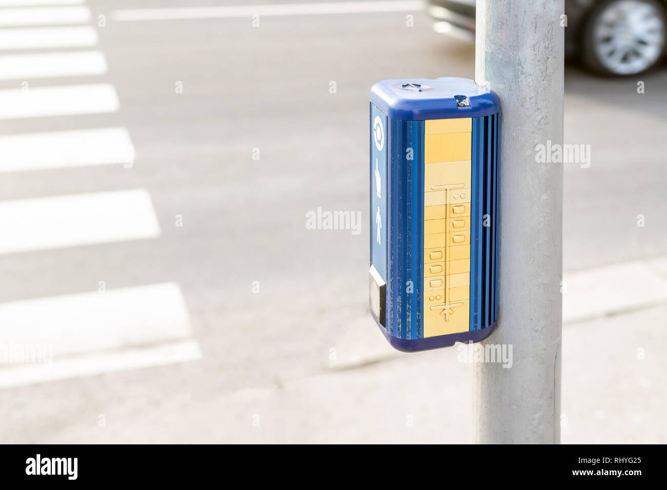 Traffic light control button with crosswalk scheme for blind people ...